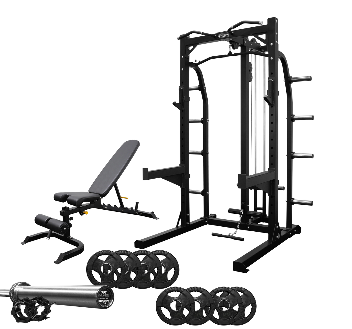 TITANIUM USA P3L SQUAT RACK WITH LAT PULLDOWN PACKAGE 2 – Commercial ...