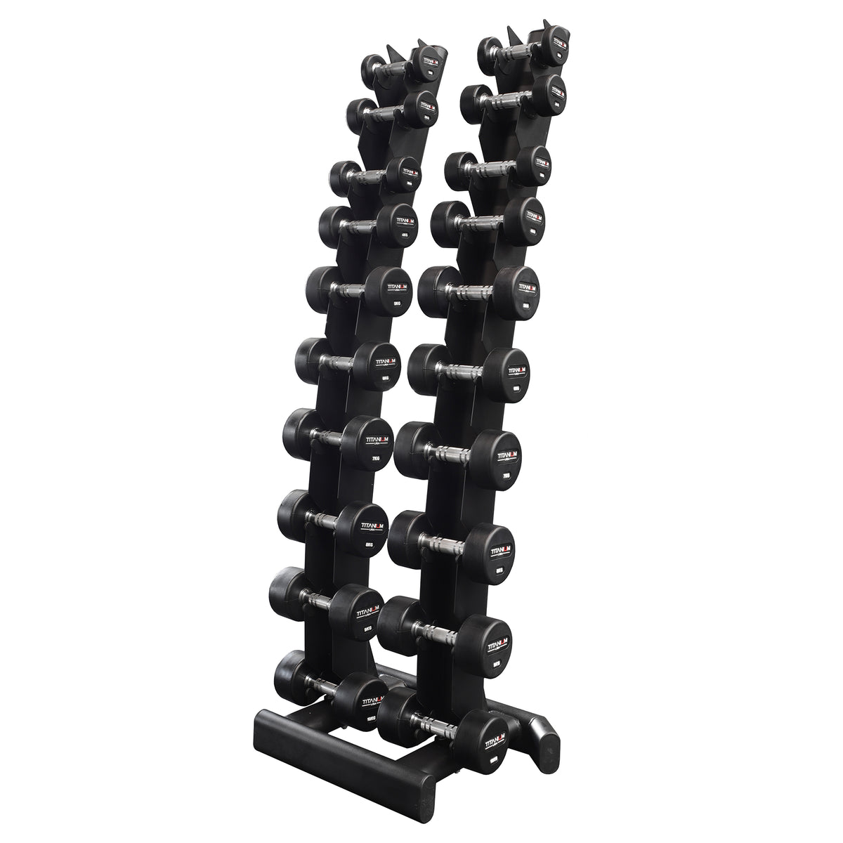 Titanium Usa 1 10kg Pro Style Dumbbell Set With Rack Package Commercial Fitness Equipment