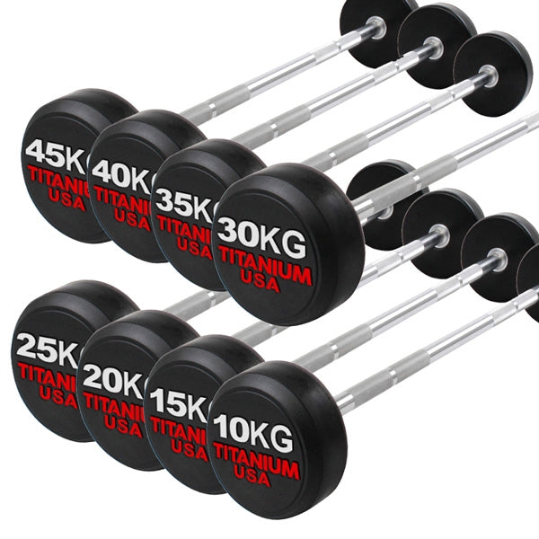 TITANIUM USA FIXED STRAIGHT BARBELL PACKAGE 10KG - 45KG – Commercial ...