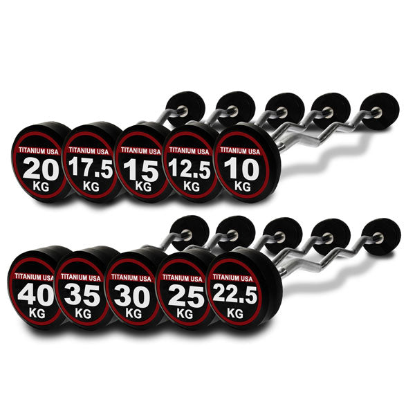 Titanium USA Pu (Polyurethane) Fixed Curl Bar Package 10kg-40kg ...